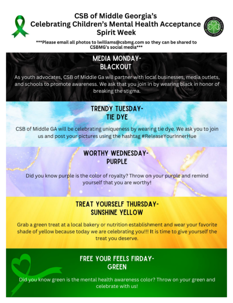 🌟 Children’s Mental Health Acceptance Spirit Week | May 5–9, 2025 🌟 ...